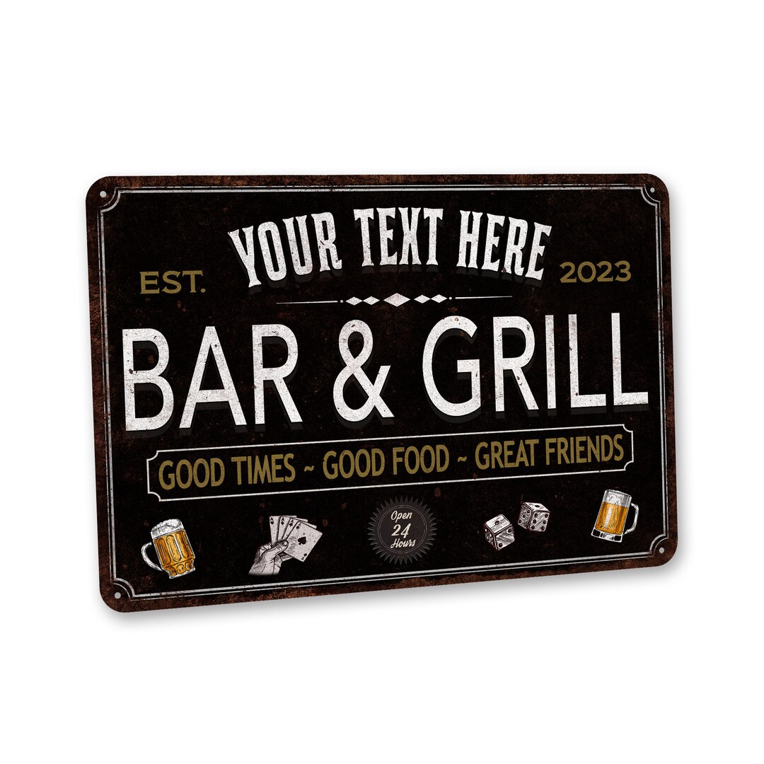 Personalized Bar & Grill Sign Bar Gift Bar and Grill Sign Bar Grill ...