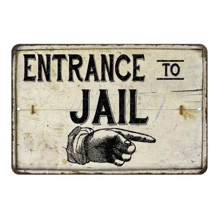 Entrance to Jail Sign Vintage Look Chic Distressed Jailhouse - Etsy