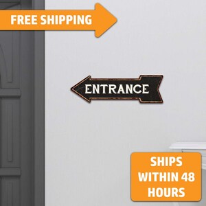 Entrance Sign, Entrance Left Arrow Sign, Vintage Looking Plaque ...