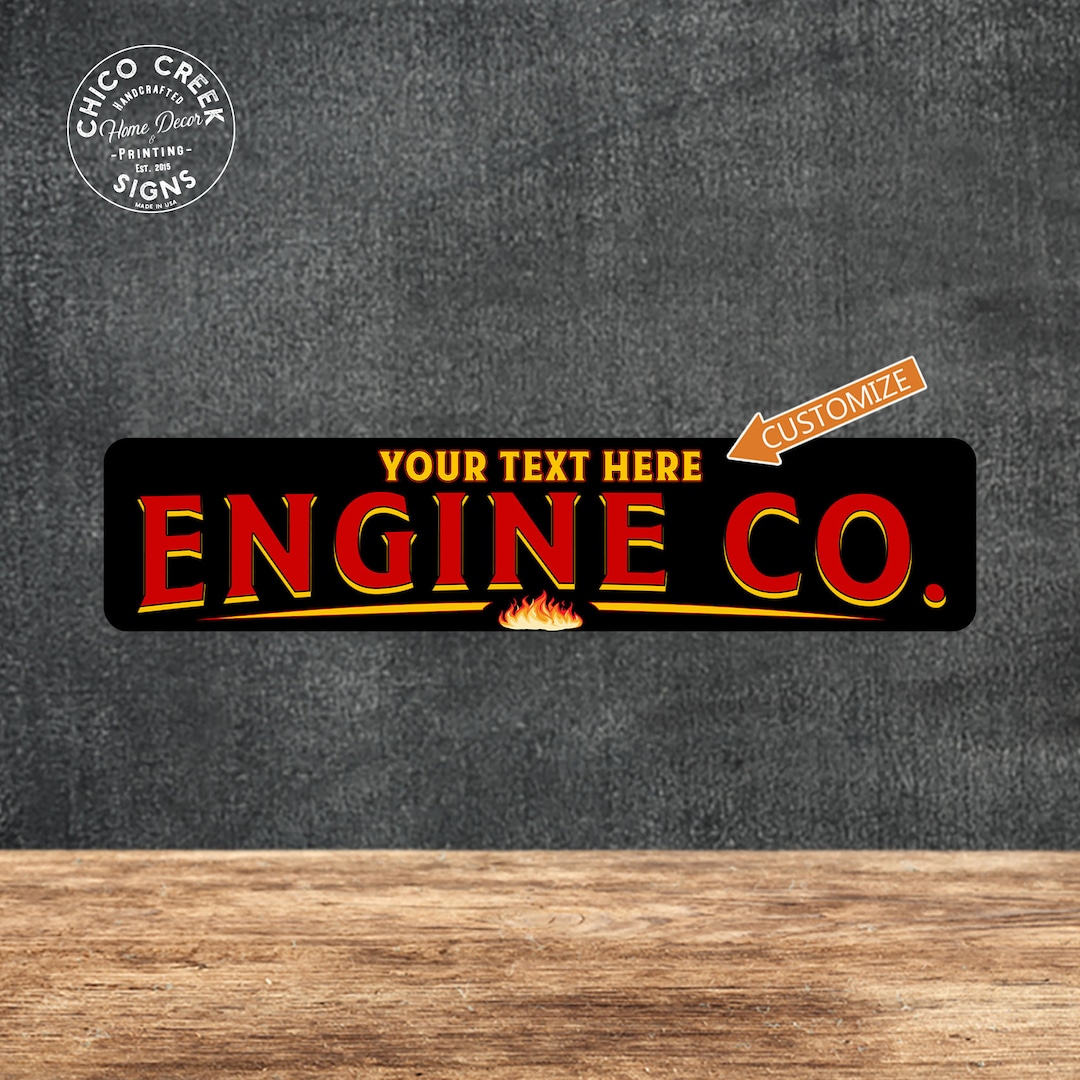 Custom Fire Engine Sign, Firefighter Sign, Patriotic Decor, Gift for ...