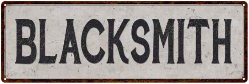 Blacksmith Sign, Vintage Looking Blacksmith Decor, Black on White Sign ...