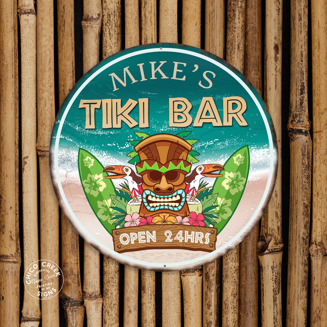 Personalized Tiki Bar Sign, Tiki Hut, Backyard Decor, Tropical Sign ...