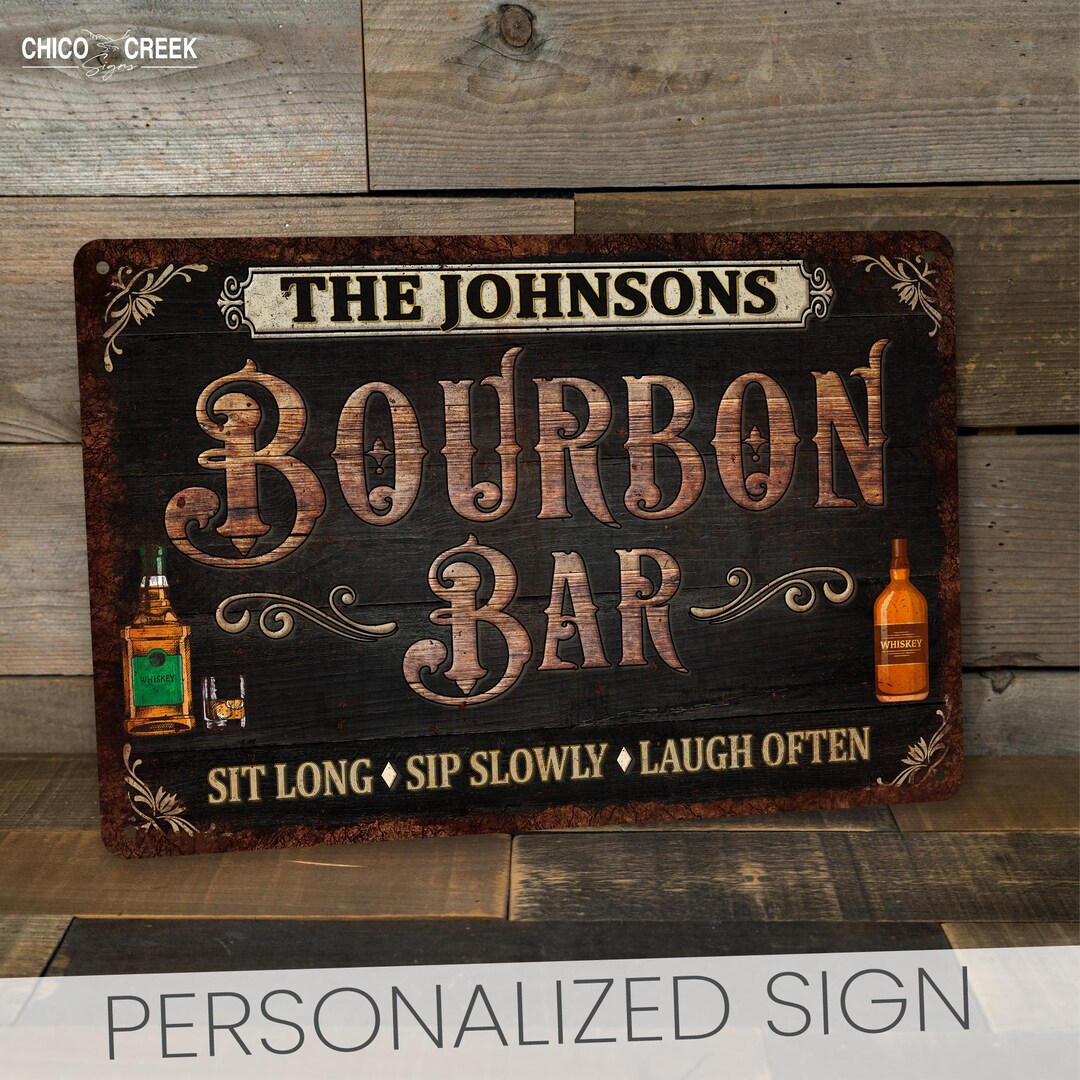 Personalized Bourbon Sign, Bar Decor, Bourbon Gift, Bourbon Lover ...