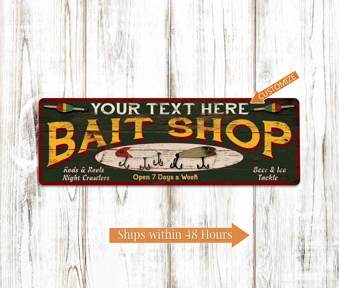 Personalized Bait Shop Sign Fishing Signs Decor Vintage Man - Etsy