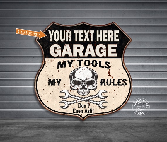 Custom Garage Signs Garage Metal Sign Personalized 24 X 14 Inches