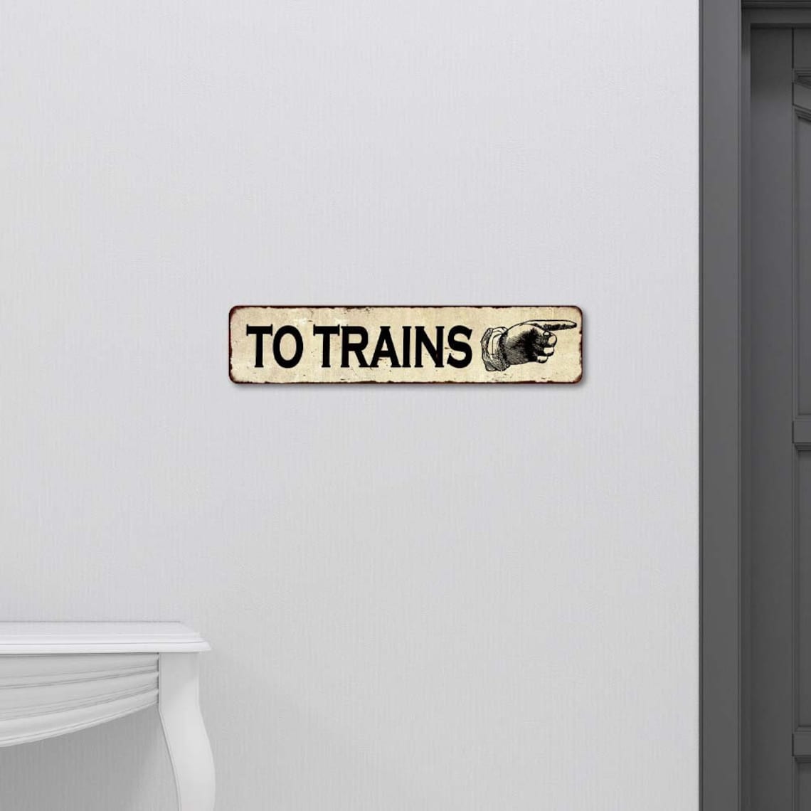 To the Trains Right Hand Pointer Sign Vintage Look Metal Model - Etsy