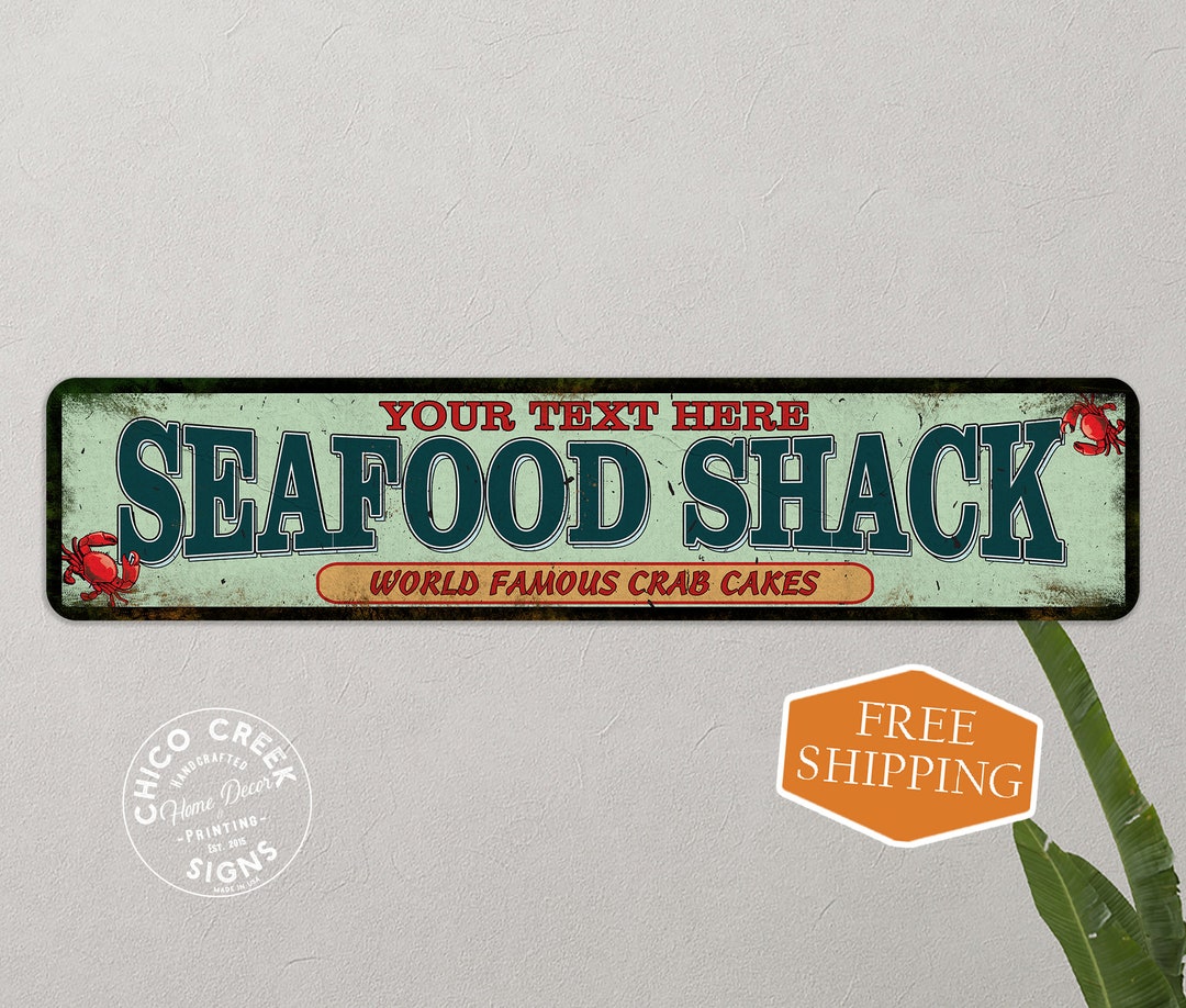 Custom Seafood Shack Decor Sign, Personalized Gift Kitchen Sign, Fish ...