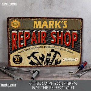 Repair Shop Sign, Personalized Signs, Mechanic Gifts, Gift for Him ...