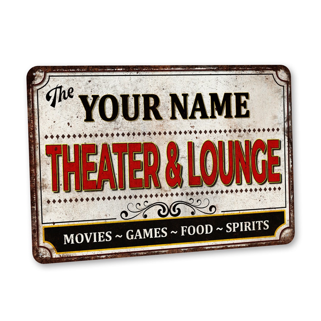 Personalized Theater Lounge Sign Movie Theater Decor Lounge Wall Art ...