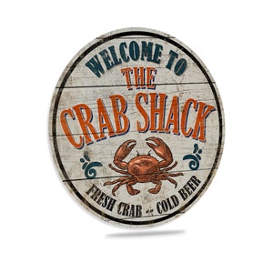 Crab Shack Sign, Coastal Wall Art, Sea Decor, Metal Sign, Beach House ...