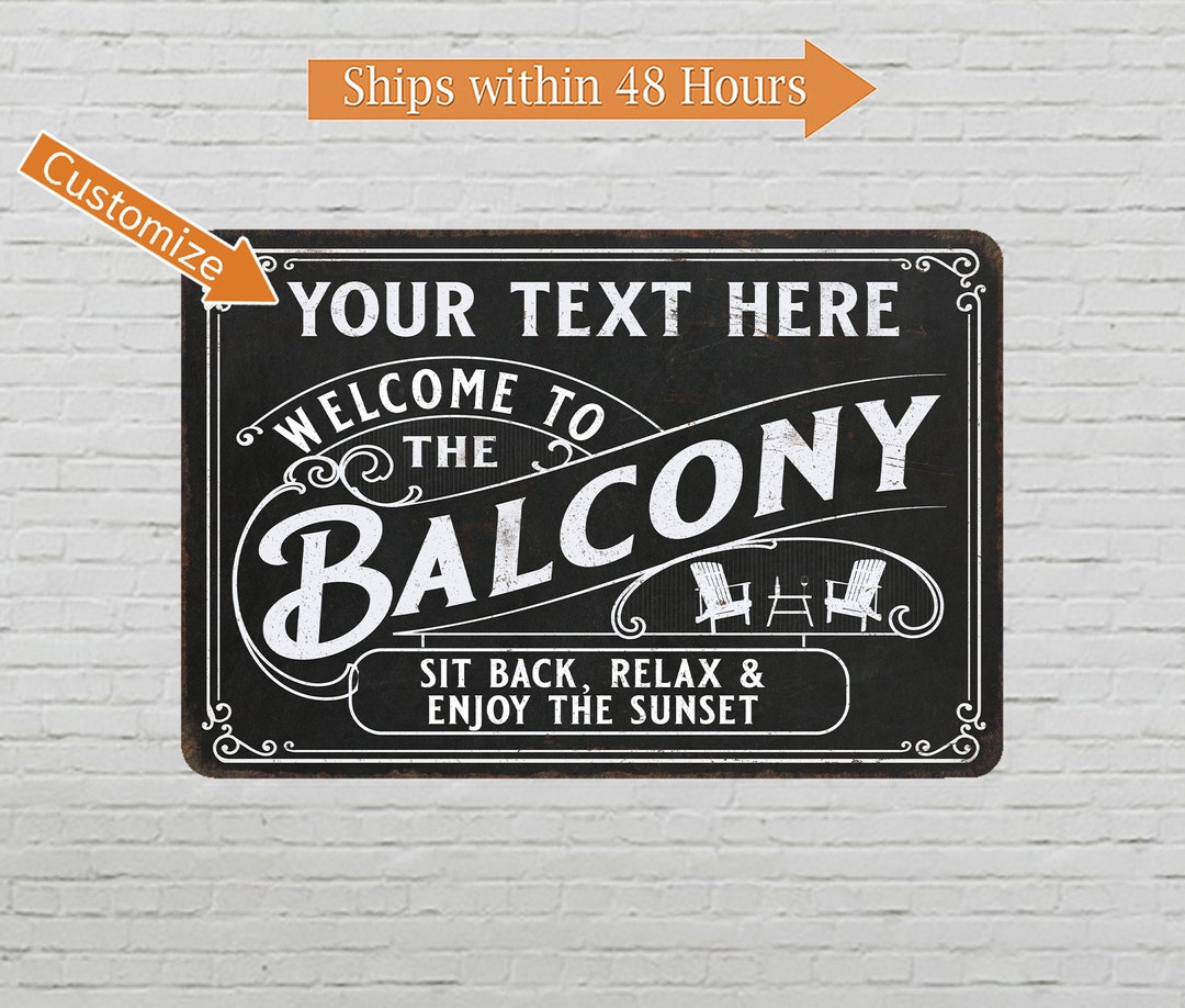 Personalized Welcome to the Balcony Sign, Backyard Patio Porch Deck ...
