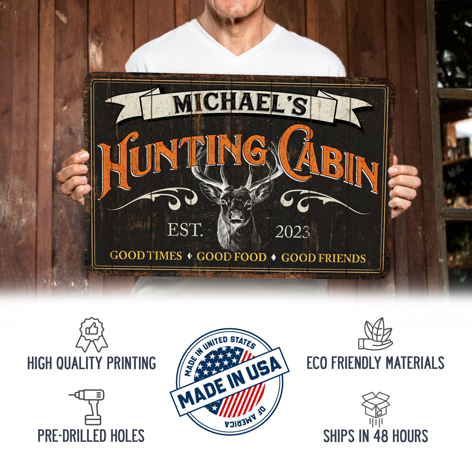 Personalized Hunting Cabin Sign Cabin Decor Custom Metal Sign for Cabin ...