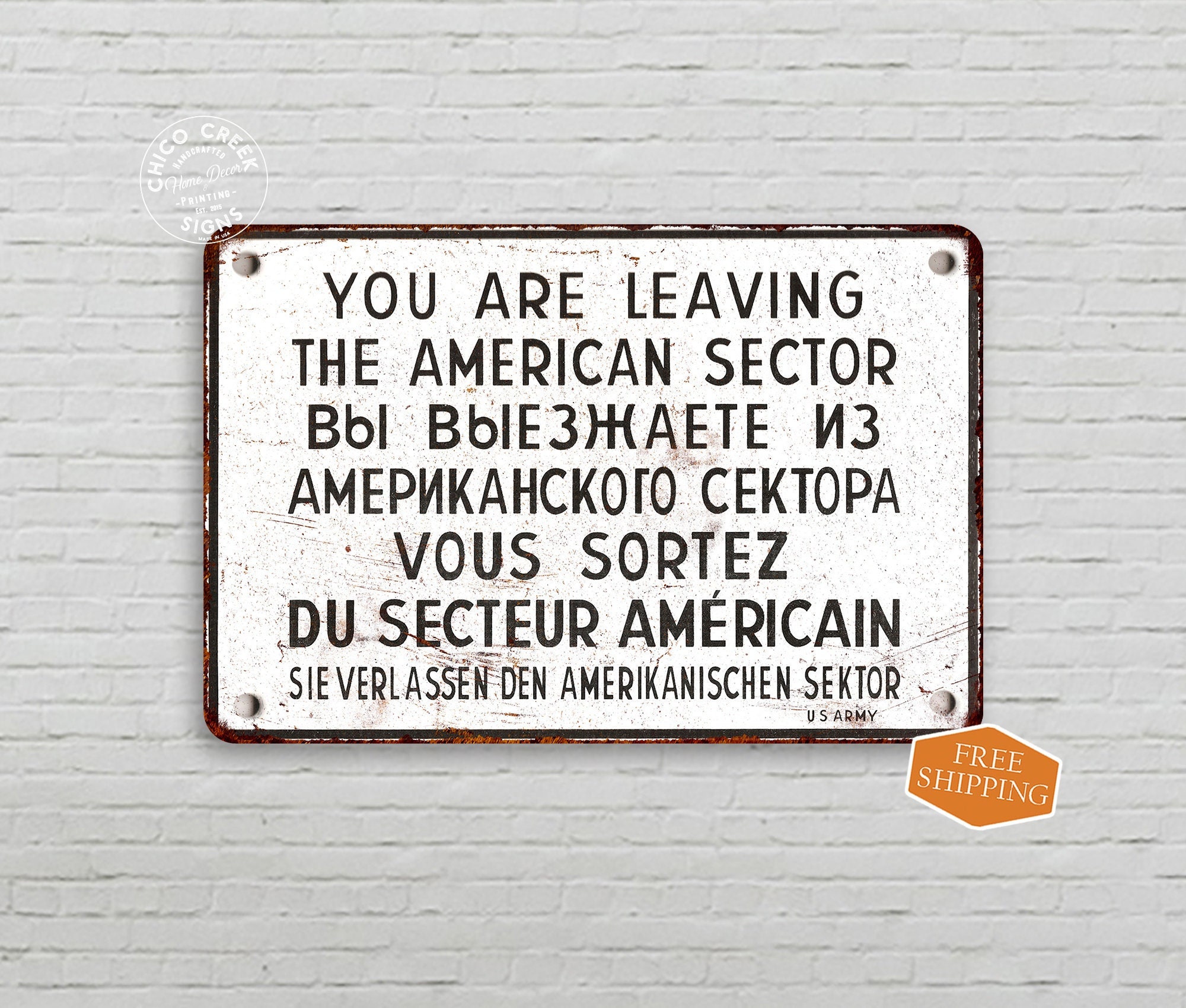 WWII Sign You Are Leaving American Sector Vintage Decor Berlin Cold War ...