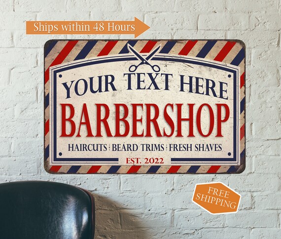 Personalized Barber Shop Sign Haircut Beard Trim Fresh Shave - Etsy
