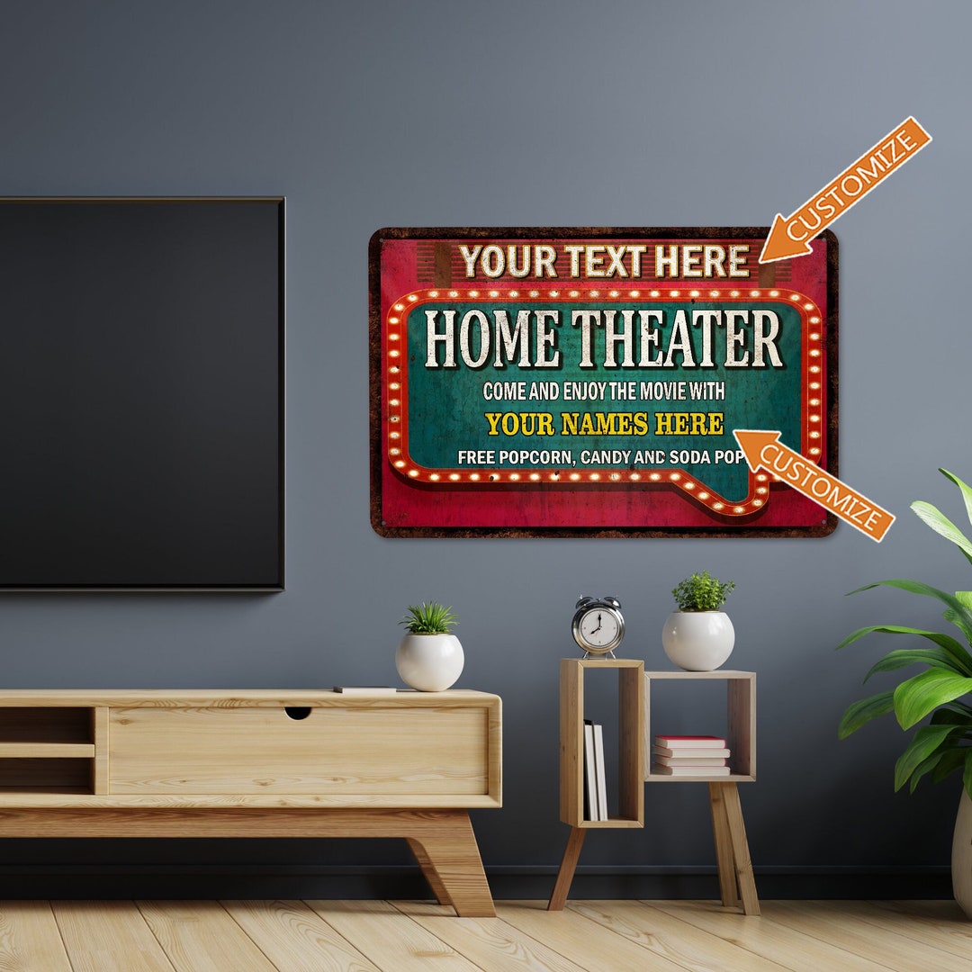 Personalized Home Theater Sign Movie Theater Decor Cinema Marquee ...
