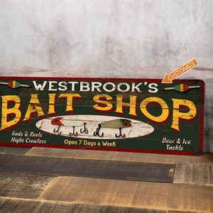 Personalized Bait Shop Sign Fishing Signs Decor Man Cave Decorations ...