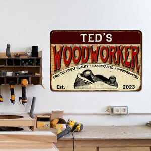 Personalized Woodshop Sign Woodworker Man Cave Gift for Dad Garage Shop ...