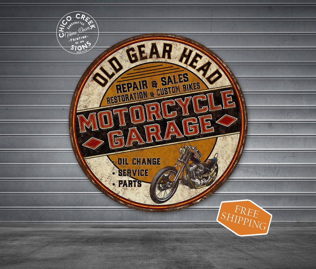Motorcycle Garage Sign, Metal Garage Sign, Motorcycle Decor, Gift for ...