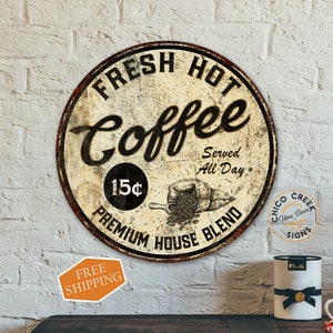 Fresh Hot Coffee Sign, Coffee Bar, Coffee Shop Decor, Cafe Java, Wall ...
