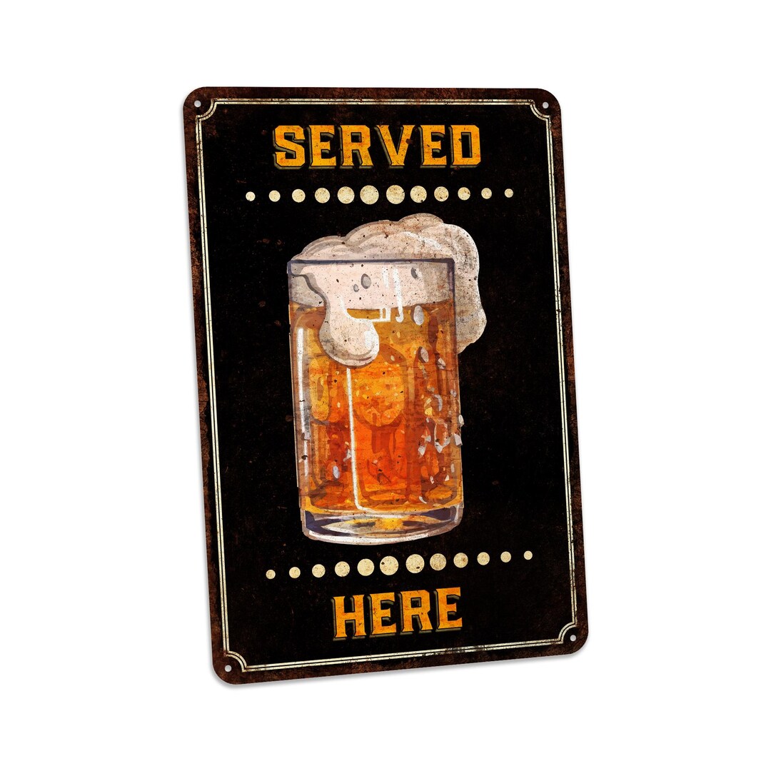 Beer Served Here Sign, Beer Lover Gift, Gift for Him, Fun Bar Sign ...