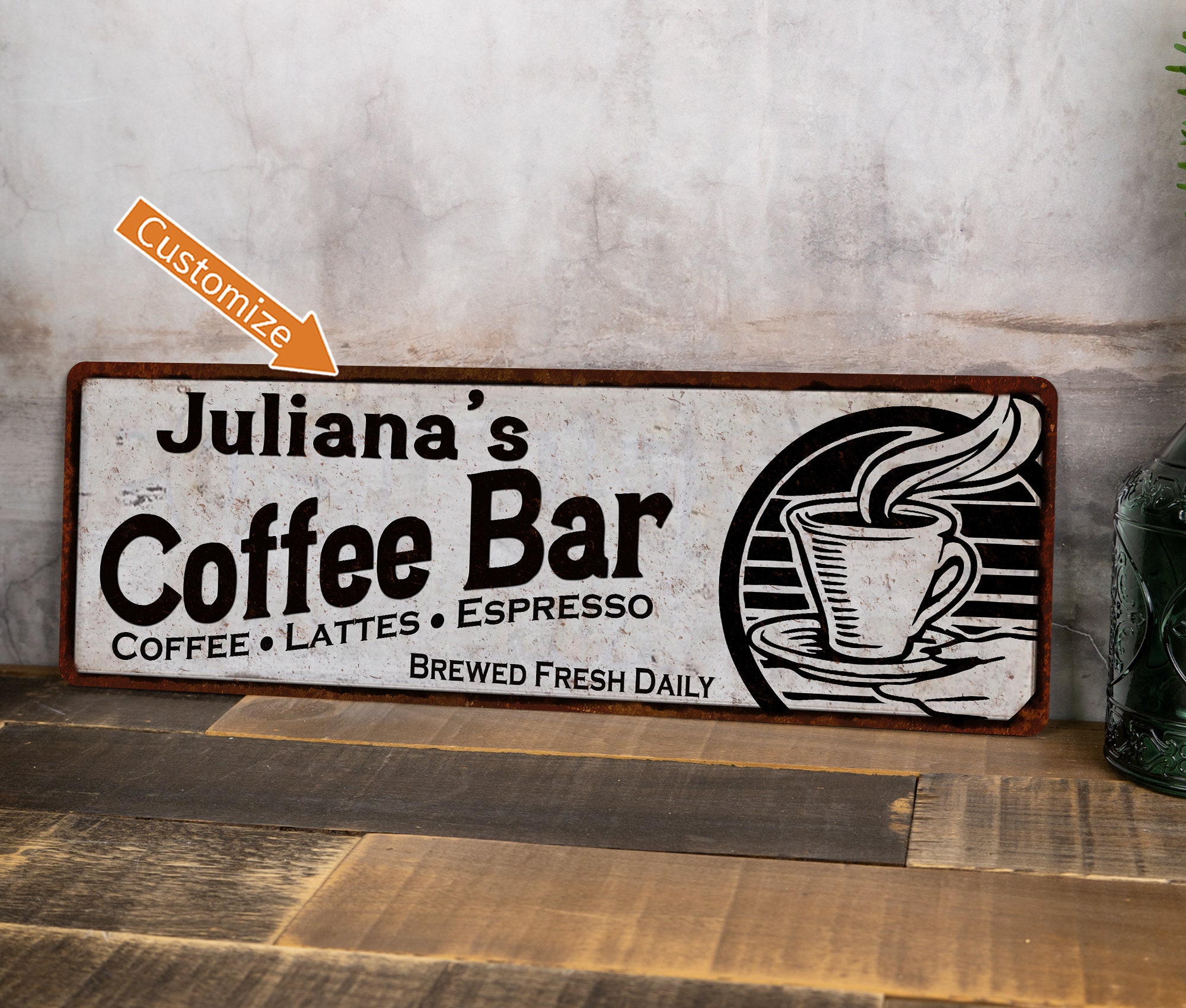 Personalized Coffee Bar Sign Cafe Wall Decor Kitchen Shop - Etsy