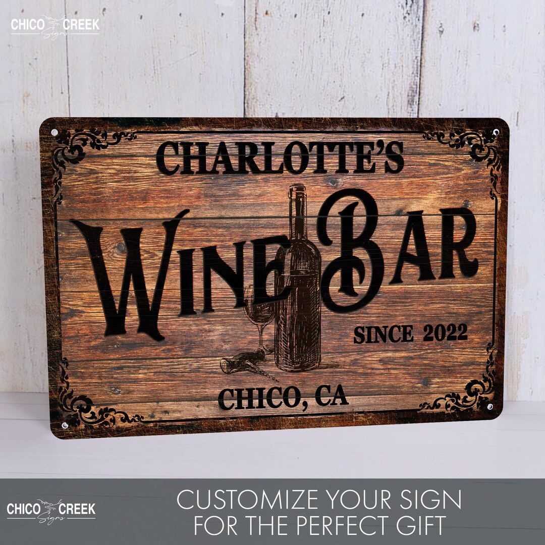 Wine Bar Sign, Personalized Signs, Wine Gifts, Wine Bar Decor, Custom ...