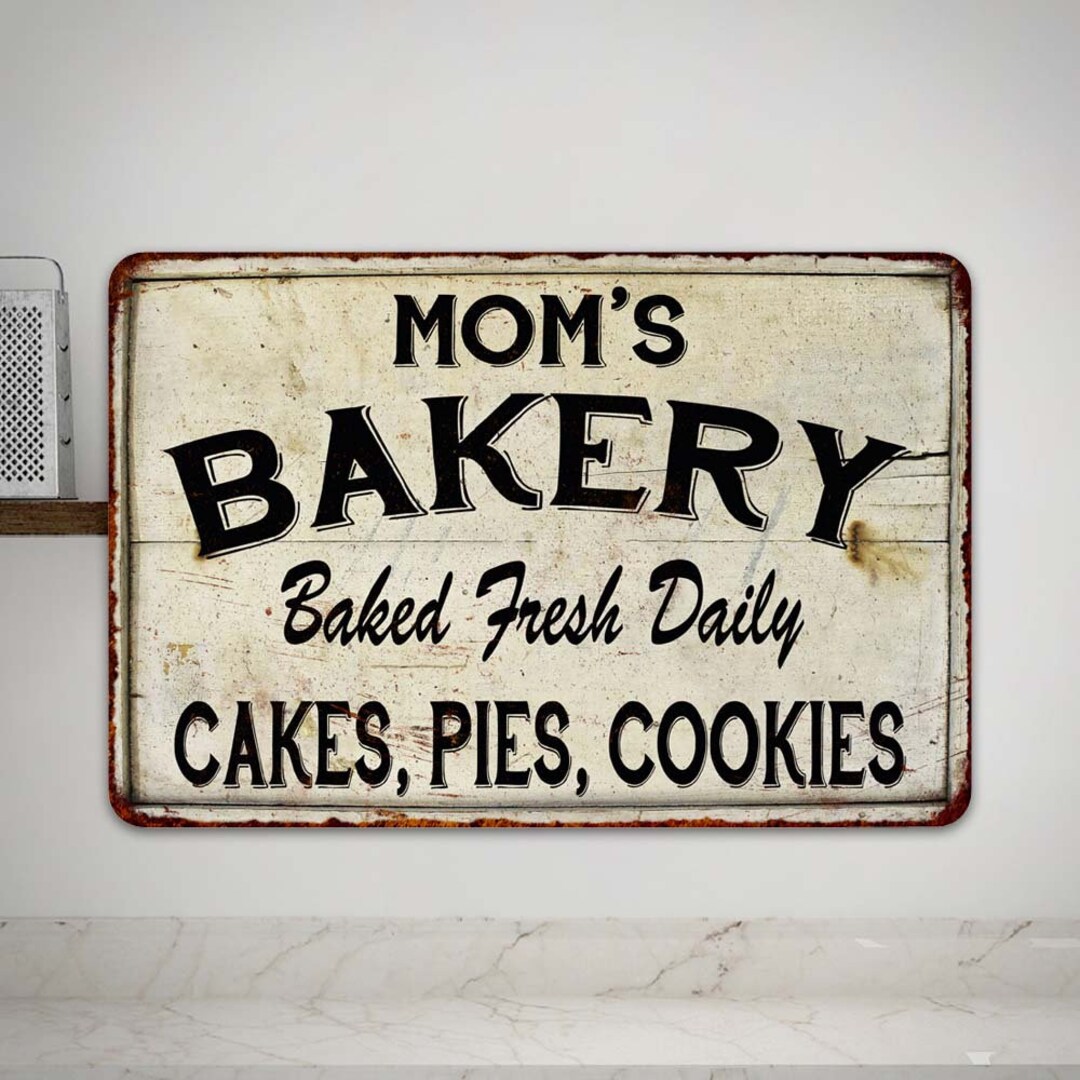 Mom's Bakery Sign, Vintage Look Chic Distressed Wall Decor, Pantry Sign ...