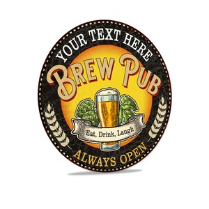Personalized Brew Pub Sign, Home Bar, Backyard Bar, Beer Sign, Man Cave ...