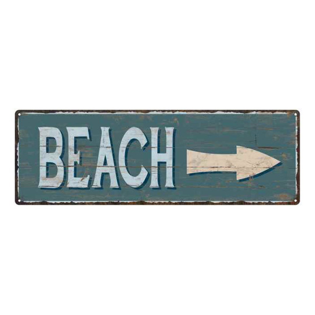 Beach Arrow Sign, Beach Style Wood Look Sign, Beach House Gift, Ocean ...