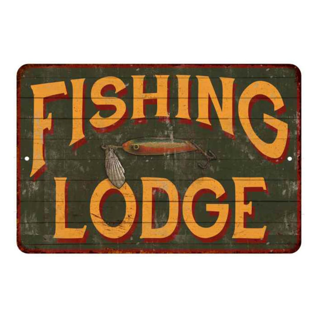 Fishing Lodge Sign, Lakehouse Decor, Vintage Signs, Gift for Him, Gift ...