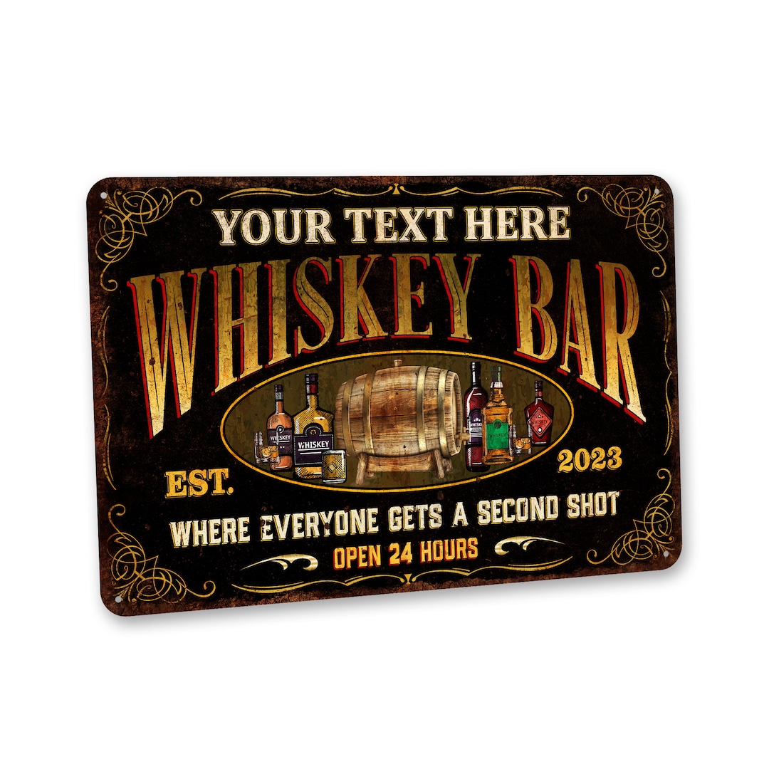 Personalized Whiskey Sign, Whiskey Bar Sign, Home Bar Signs, Custom Bar ...