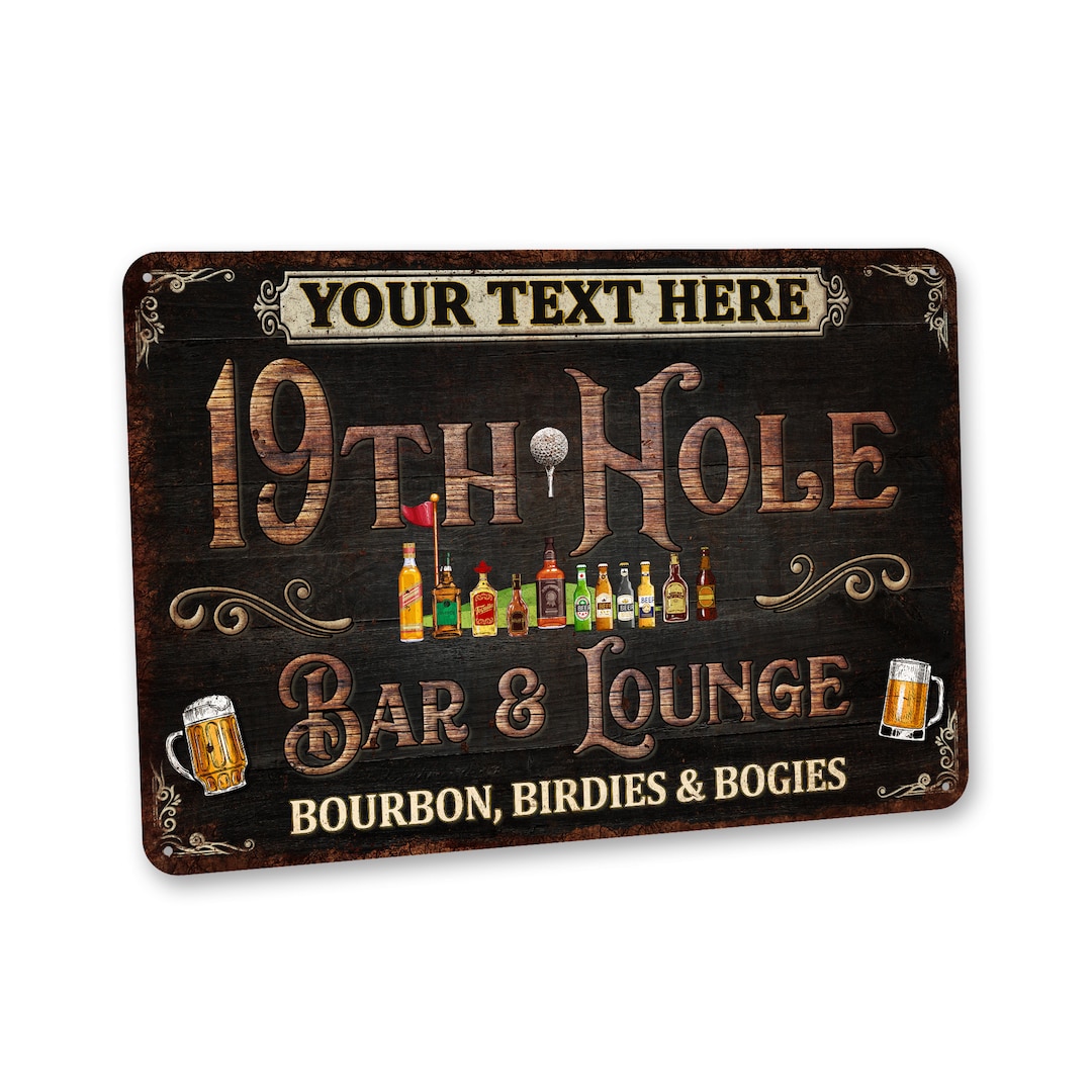 Custom Bar Sign 19th Hole Sign Personalized Gift for Golfer Vintage ...