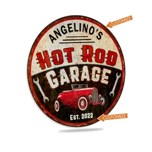 Personalized Hot Rod Garage Sign, Garage Sign, Auto Shop Decor, Den ...