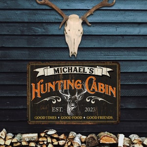 Personalized Hunting Cabin Sign, Cabin Decor, Custom Metal Sign ...