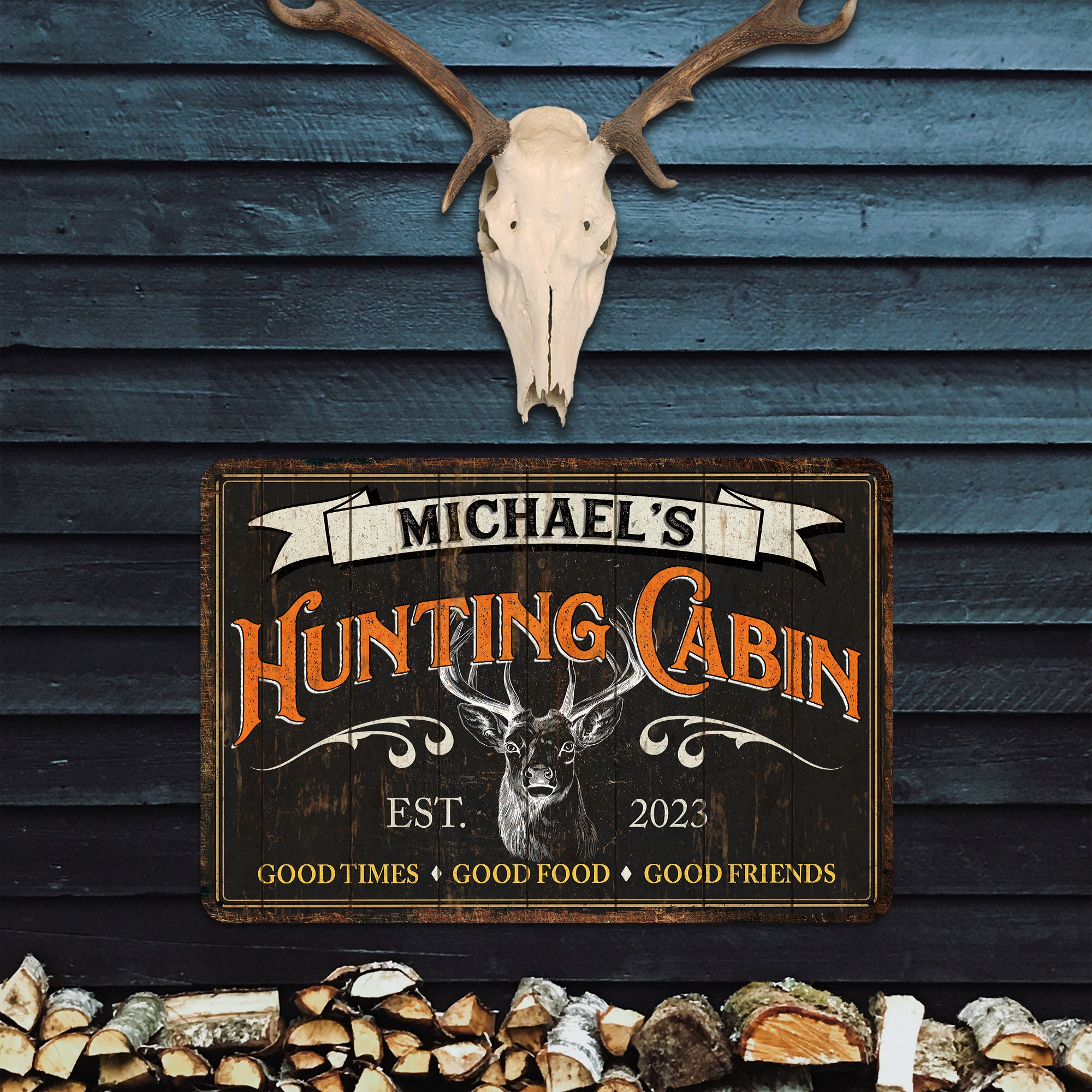 Personalized Hunting Cabin Sign, Cabin Decor, Custom Metal Sign ...