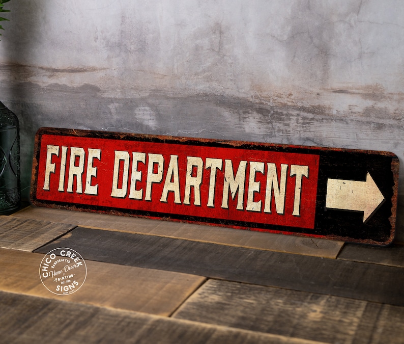 Fire Department Sign Fire Station Decor Firemen First Responder ...