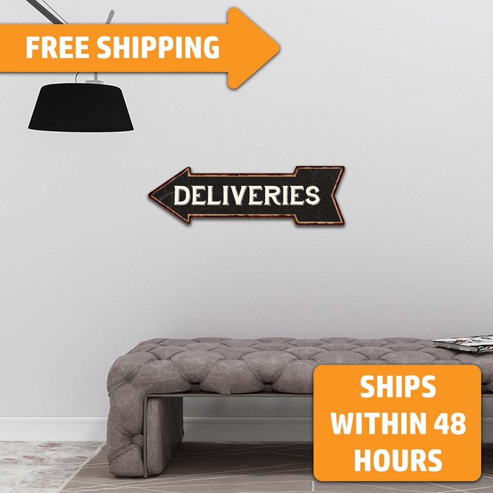 Delivery Sign Deliveries Left Arrow Sign Vintage Looking - Etsy