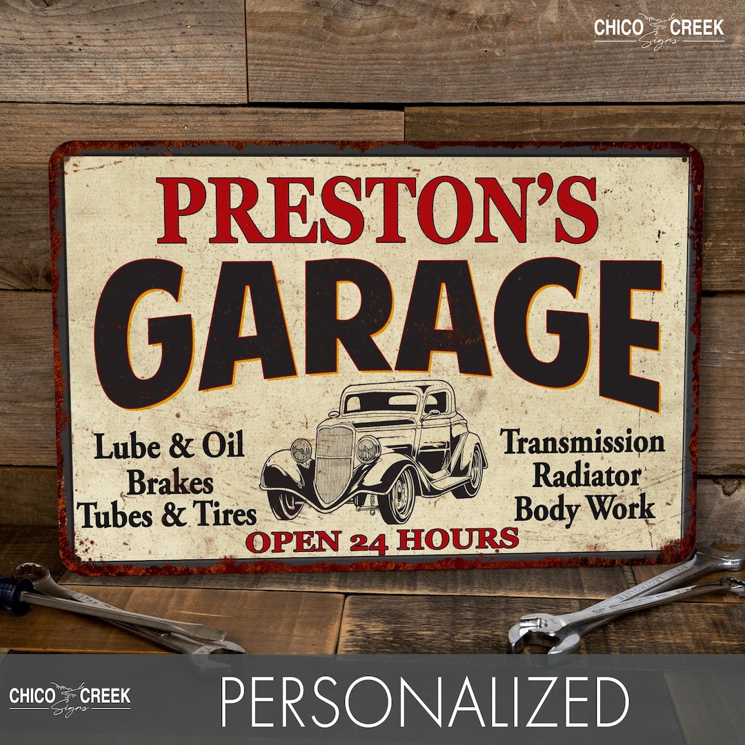 Personalized Garage Sign, Custom Garage Sign, Gift for Him, Mechanic ...