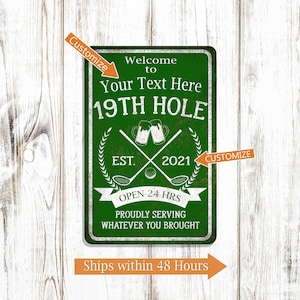 Personalized Golf Sign, 19th Hole Sign, Golf Gifts, Gift for Him, Golf ...