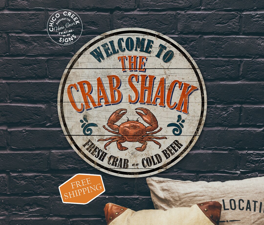 Crab Shack Sign, Coastal Wall Art, Sea Decor, Metal Sign, Beach House ...