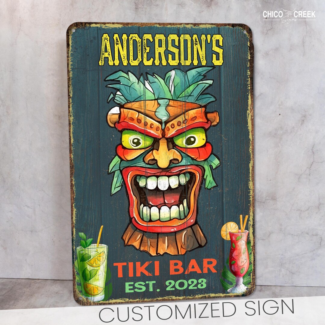 Custom Tiki Bar Sign, Tiki Decor, Gift for Her, Gift for Him, Backyard Sign, Tiki Bar, Custom ...