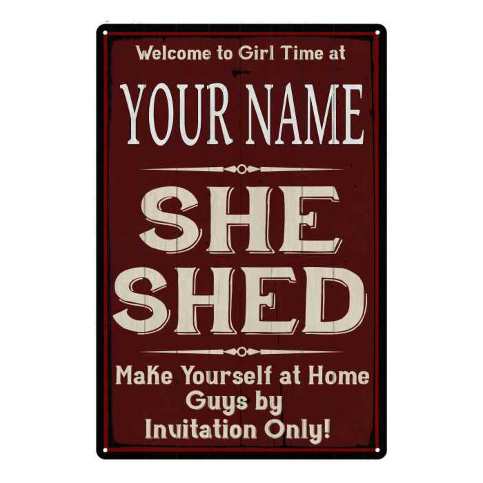 Personalized She Shed Sign, Red Lady Cave Decor, Diva Den Wall Art ...