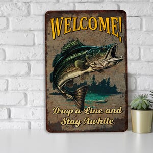 Fishing Sign, Welcome Sign, Fishing Gifts, Lakehouse Decor, Gift for ...