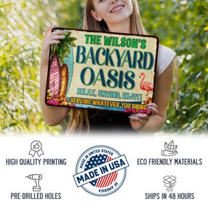 Custom Backyard Oasis Sign, Patio Decor, Outdoor Pool Sign, Tropical ...