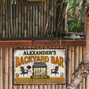 Personalized Backyard Bar Sign Outdoor Bar Decor Patio Bar Sign Home ...