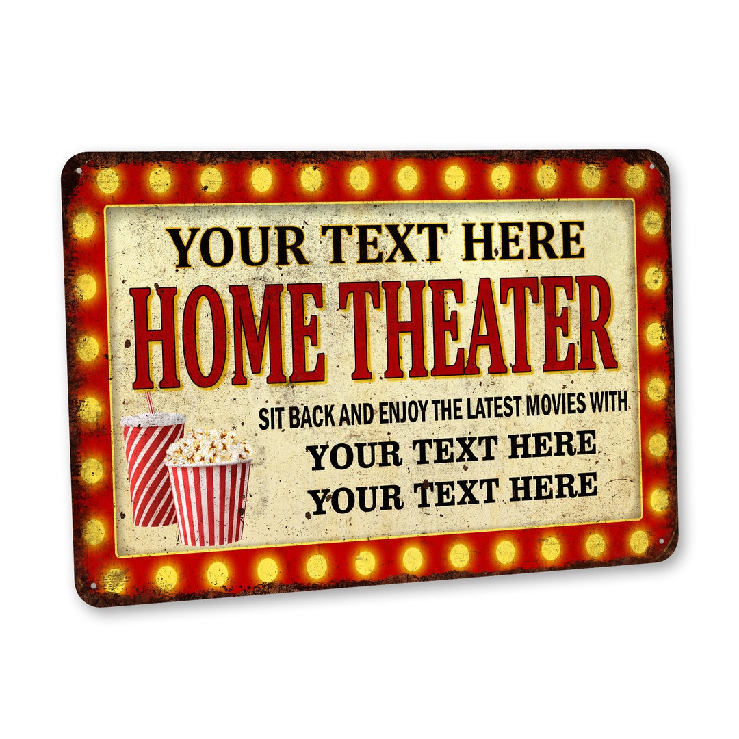 Personalized Home Theater Sign Movie Theater Decor Cinema Family ...