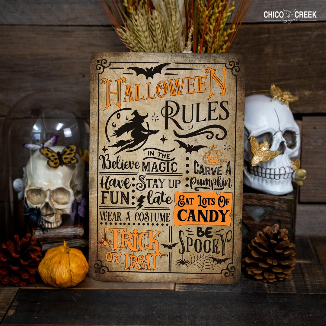 Halloween Rules Sign, Witchy Decor, Seasonal Decor, Halloween Signs ...