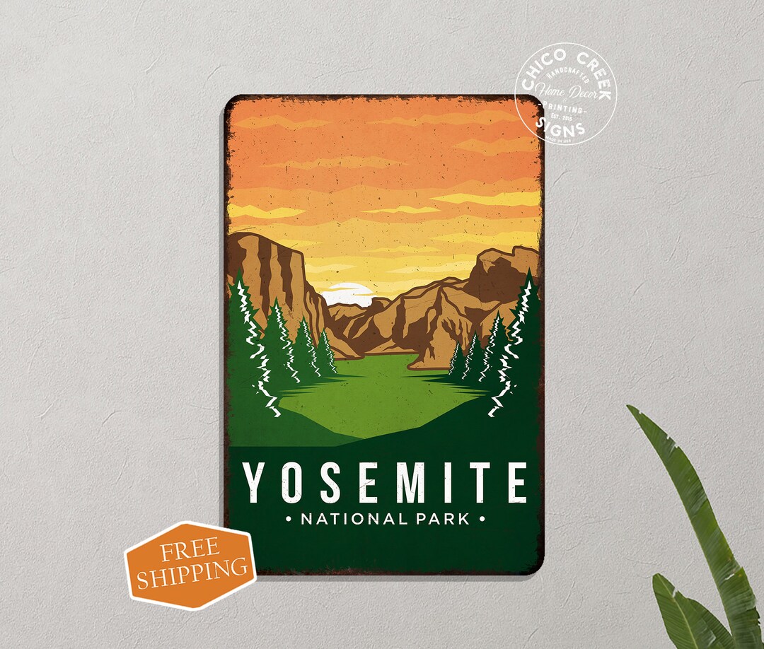 Yosemite National Park Sign, Rustic Looking Wall Decor, Cabin ...