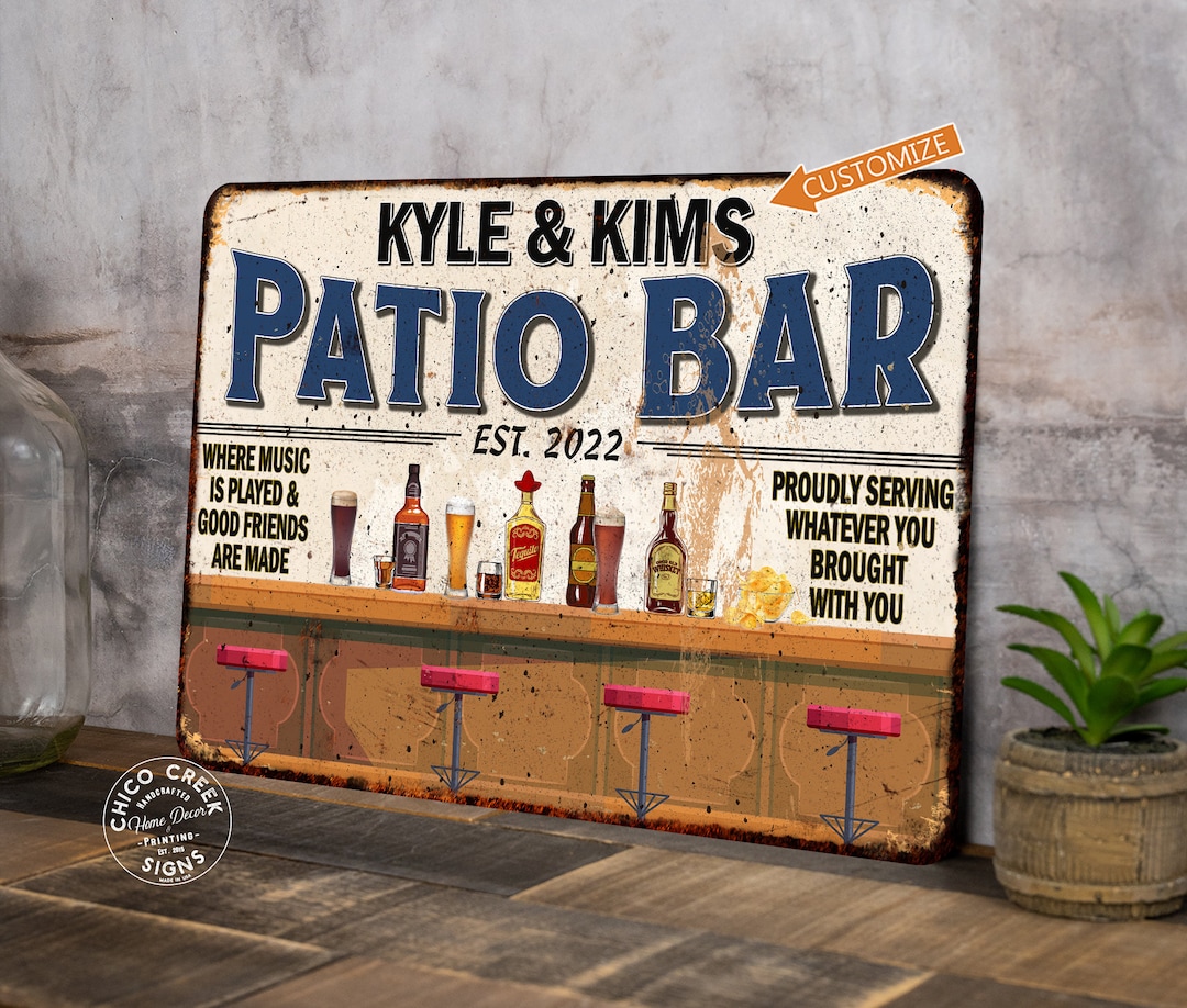 Personalized Patio Bar Sign Mancave Garage Sign Art Home Bar Beer ...