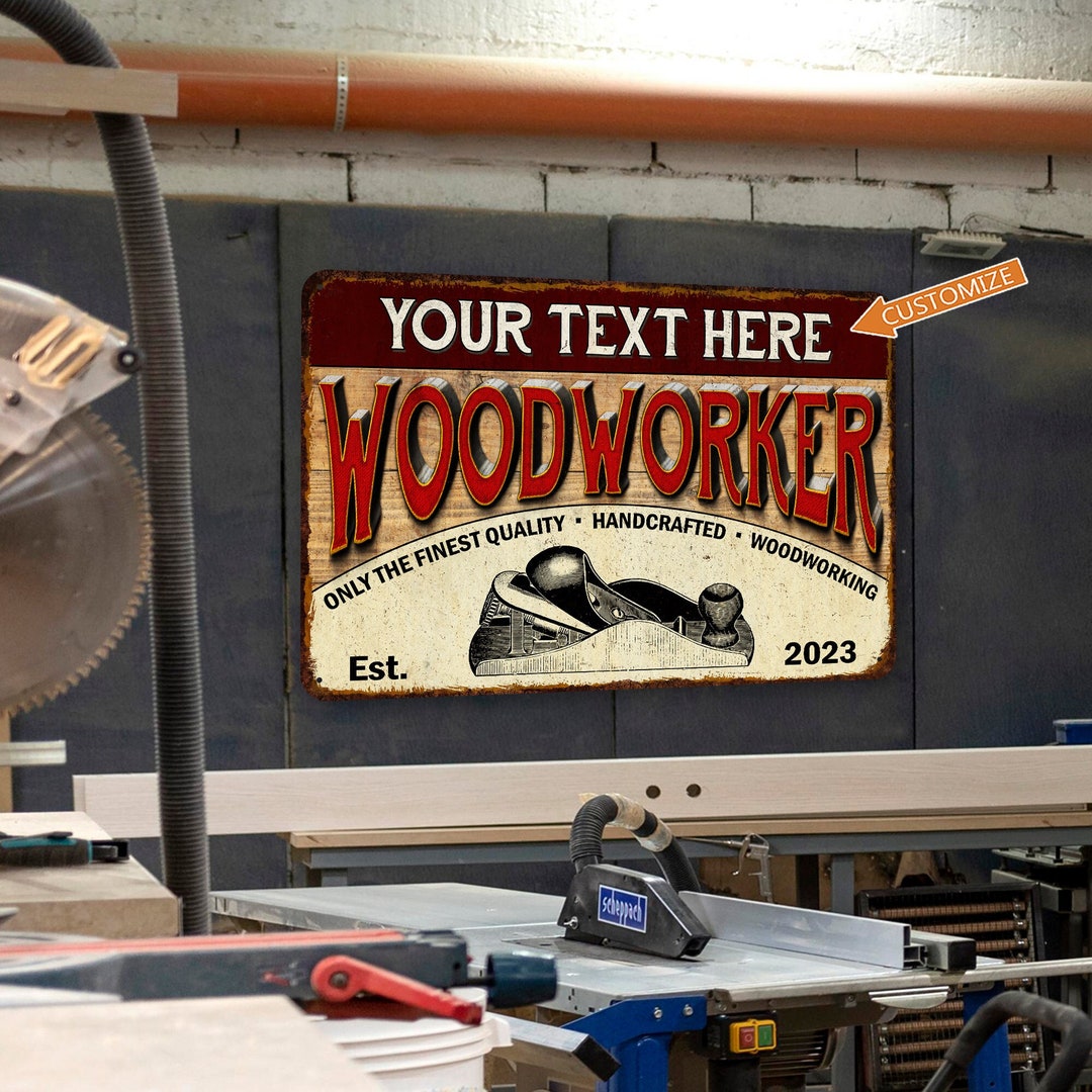 Personalized Woodshop Sign Woodworker Man Cave Gift for Dad Garage Shop ...